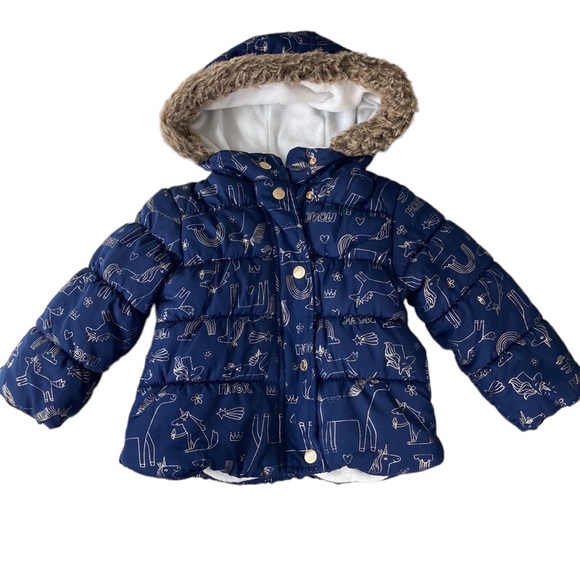 Carter's | Jackets & Coats | Carters Navy Blue Magic Unicorn Puffer ...